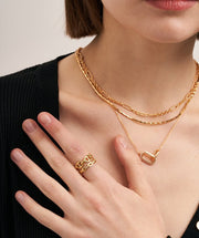 Adjustable Mariner Chain Ring for Women in 18k Yellow Gold Plate on 925 ...